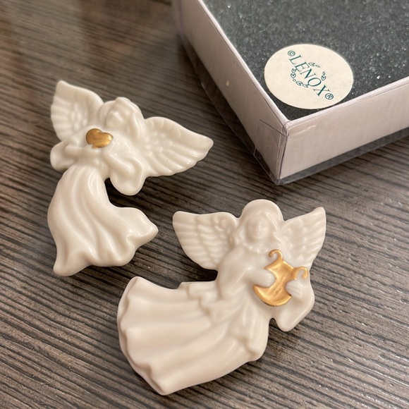 Lenox | Jewelry | Lenox Angel Pins With Heart And Harp China With Gold ...